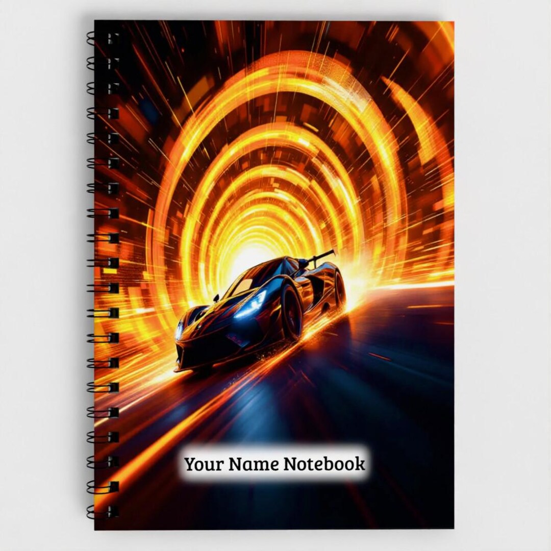 Personalized Racing Car Notebook | Futuristic Sports Car Journal - Etsy