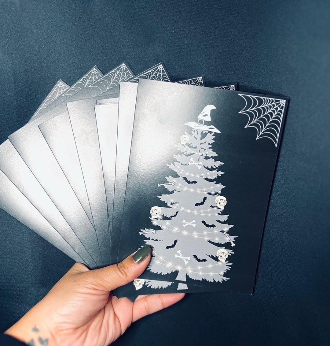 Spooky Christmas Tree Card | Minimalist Gothmas Greetings - Etsy