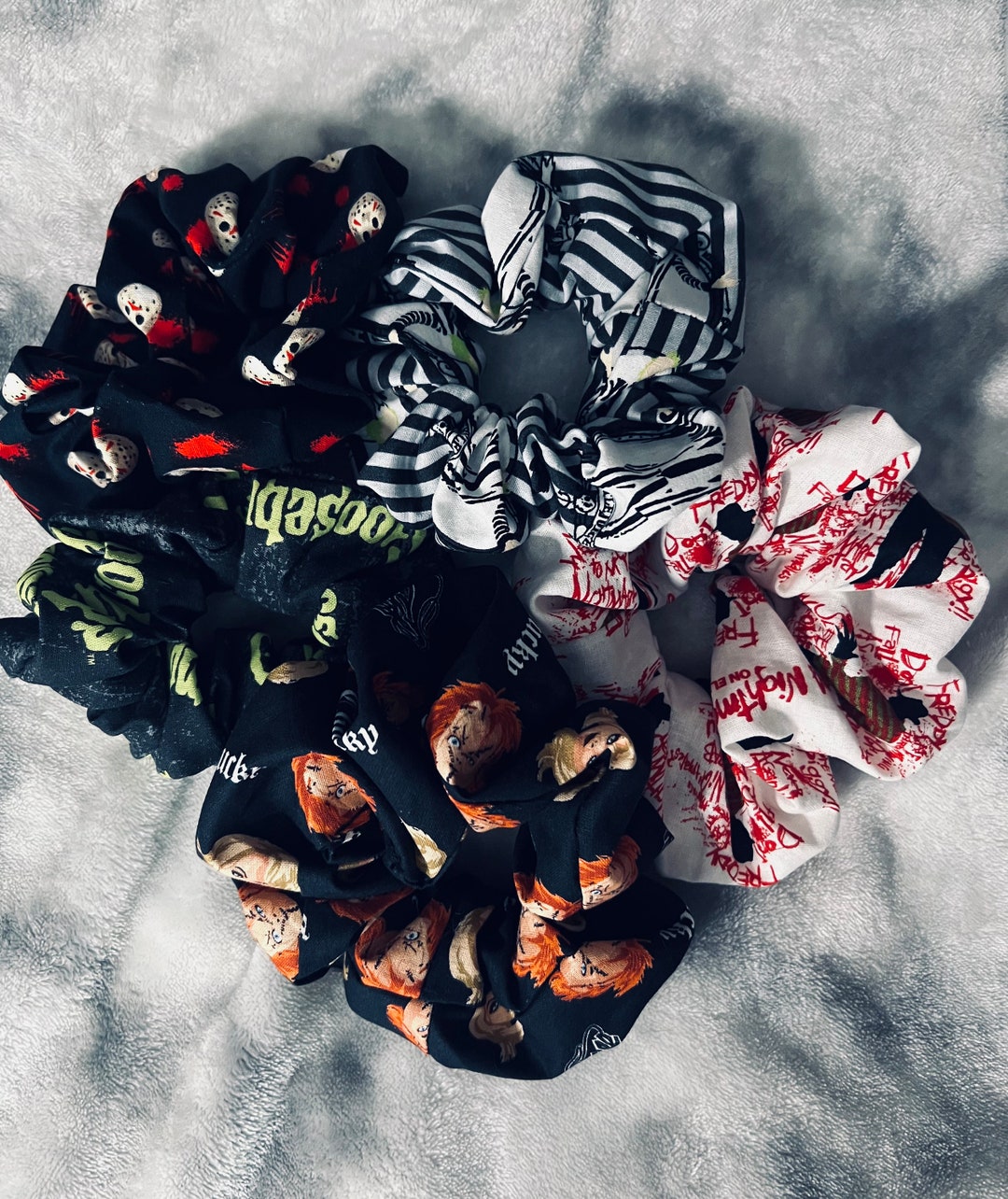 Horror Halloween Themed Cotton Scrunchie - Etsy