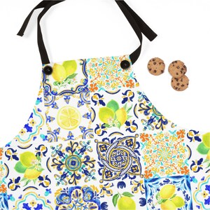 Sicilian Lemons Apron Italian Majolica Tile Apon Kitchen Decor Gift ...