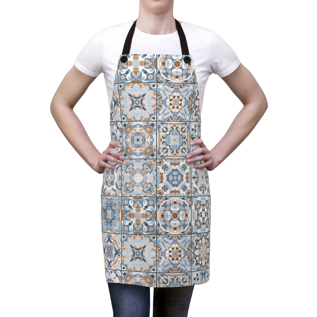 Mediterranean Tile Apron Portugal Cooking Gift Housewarming Mom Gift ...