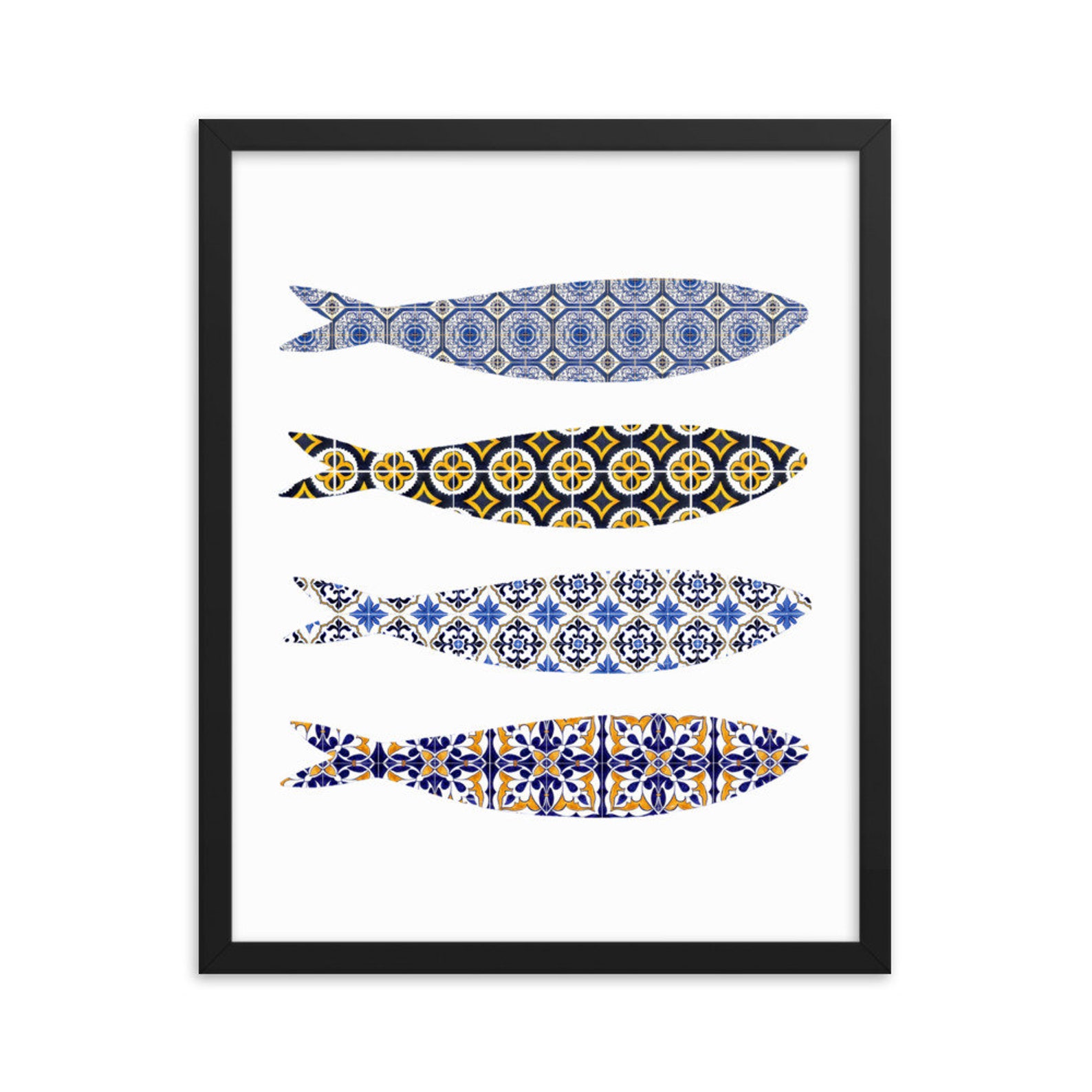 Portuguese Sardines Print, Portugal Tile Wall Art, Modern Kitchen Decor ...