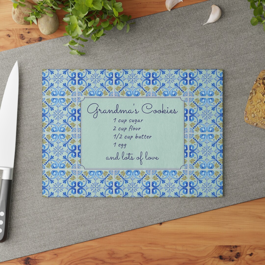 Portugal Tile Cutting Board, Custom Handwritten Recipe, Personalized ...