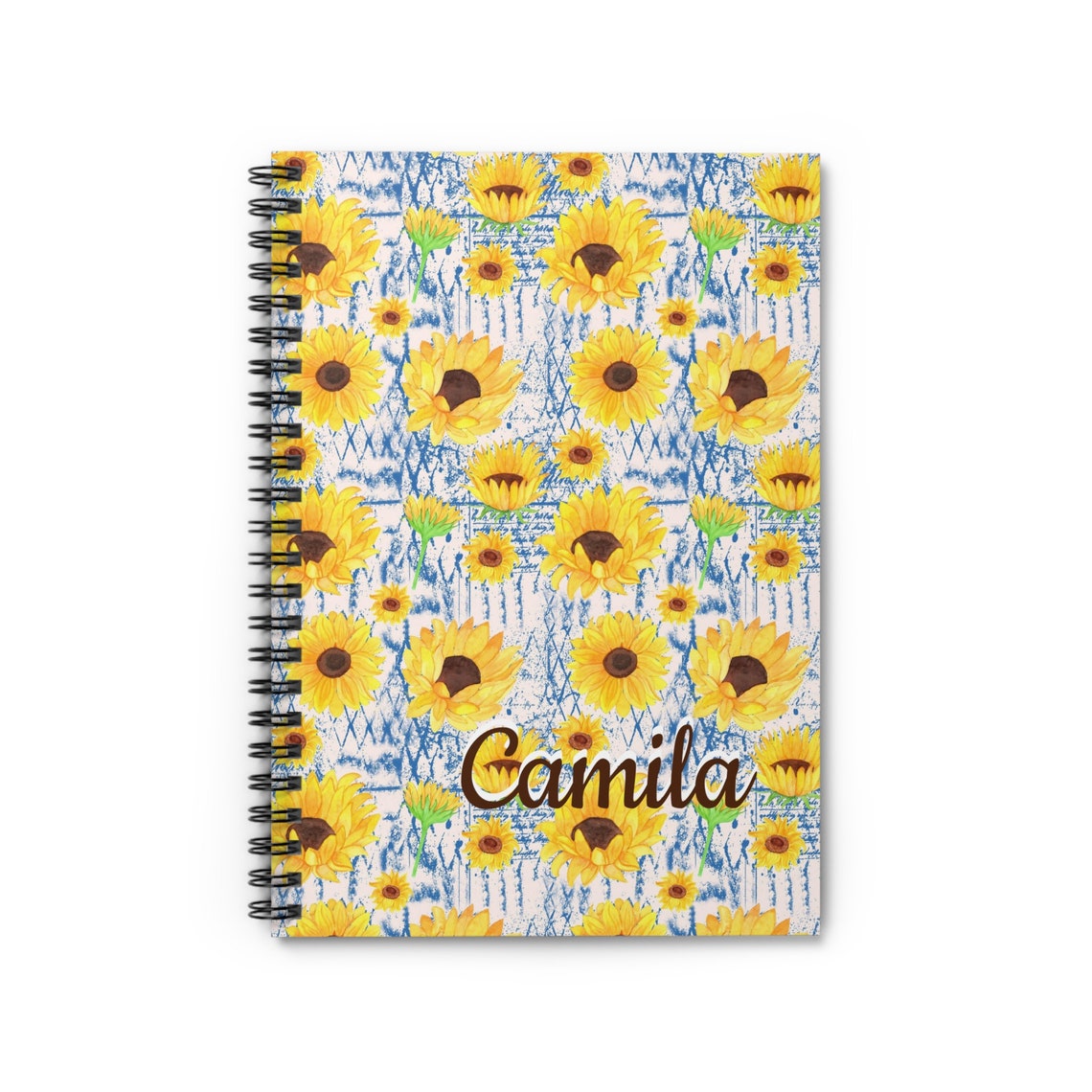 Personalized Sunflower Notebook, Custom Name Sketchbook Planner ...
