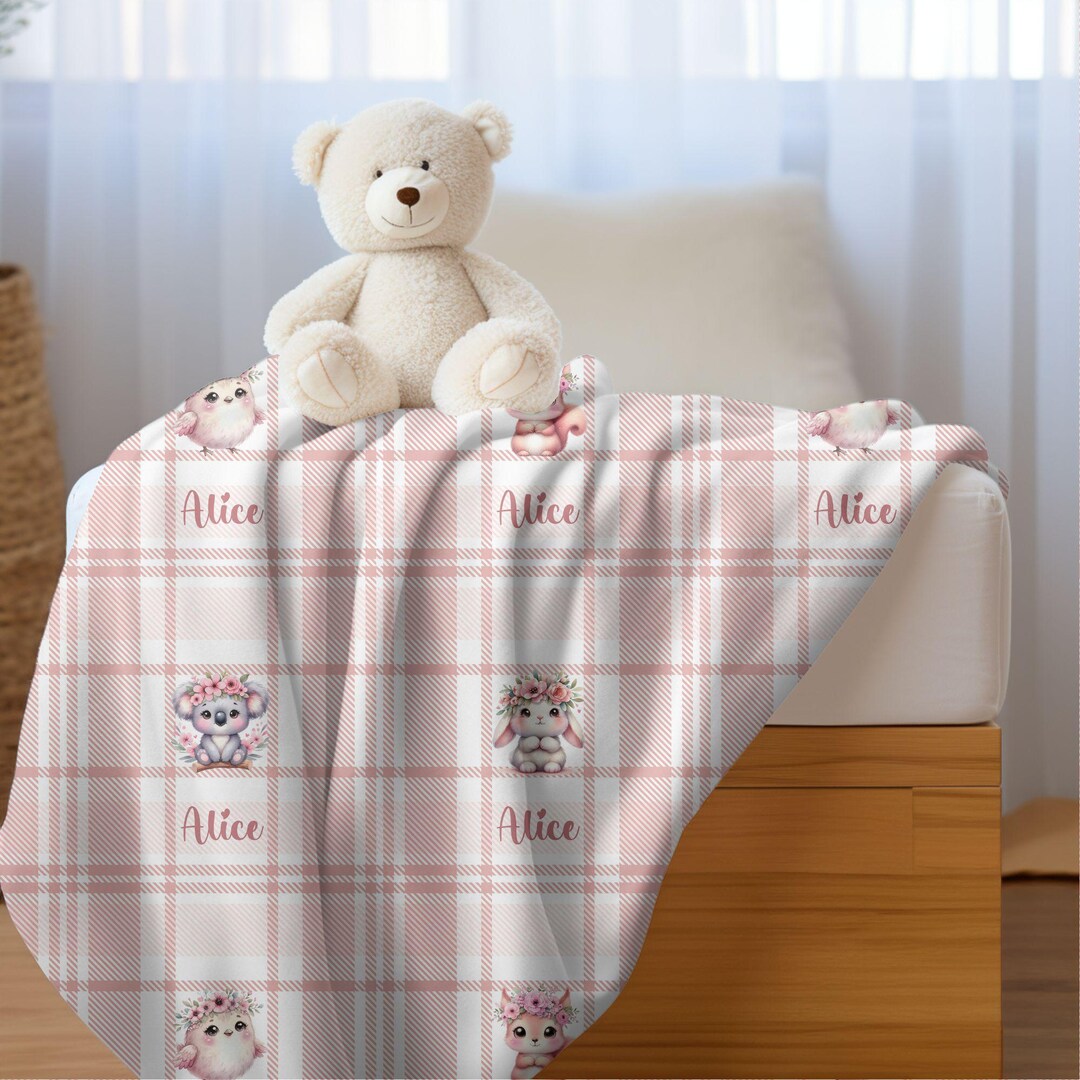 Custom Baby Paid Blanket With Animals, Cozy Nursery Decor, Baby Shower ...