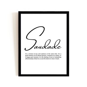 Portuguese Word Art, Saudade Definition Poster, Physical Print, Modern ...