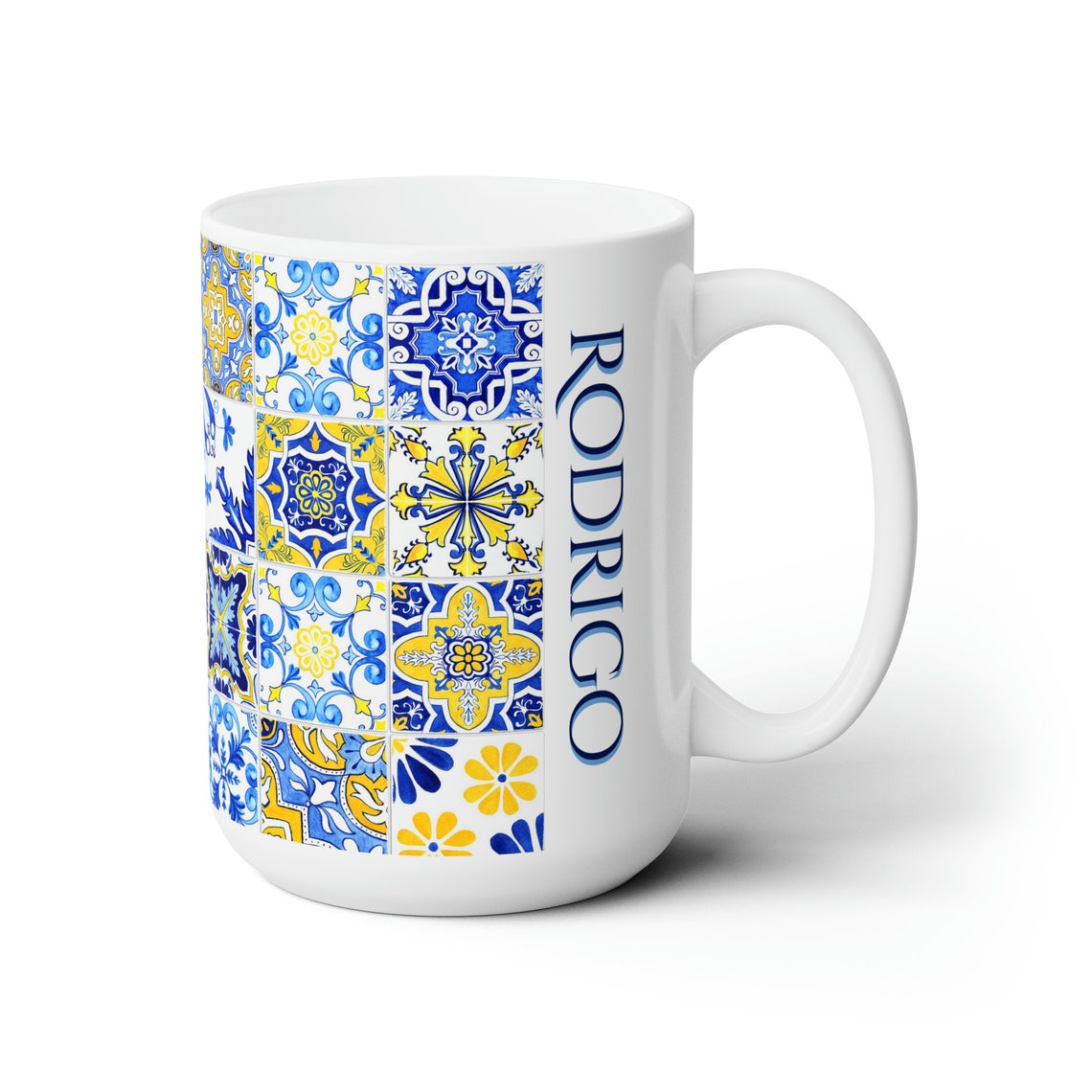 Portugal Blue Tile Mug: Custom Name Mug, Portuguese Gift, Mediterranean ...