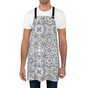 Mediterranean Tile Apron, Portugal Cooking Gift, Housewarming Gift ...