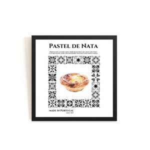 Pastel De Nata Poster, Portuguese Custard Tart Print, Portugal Tiles ...