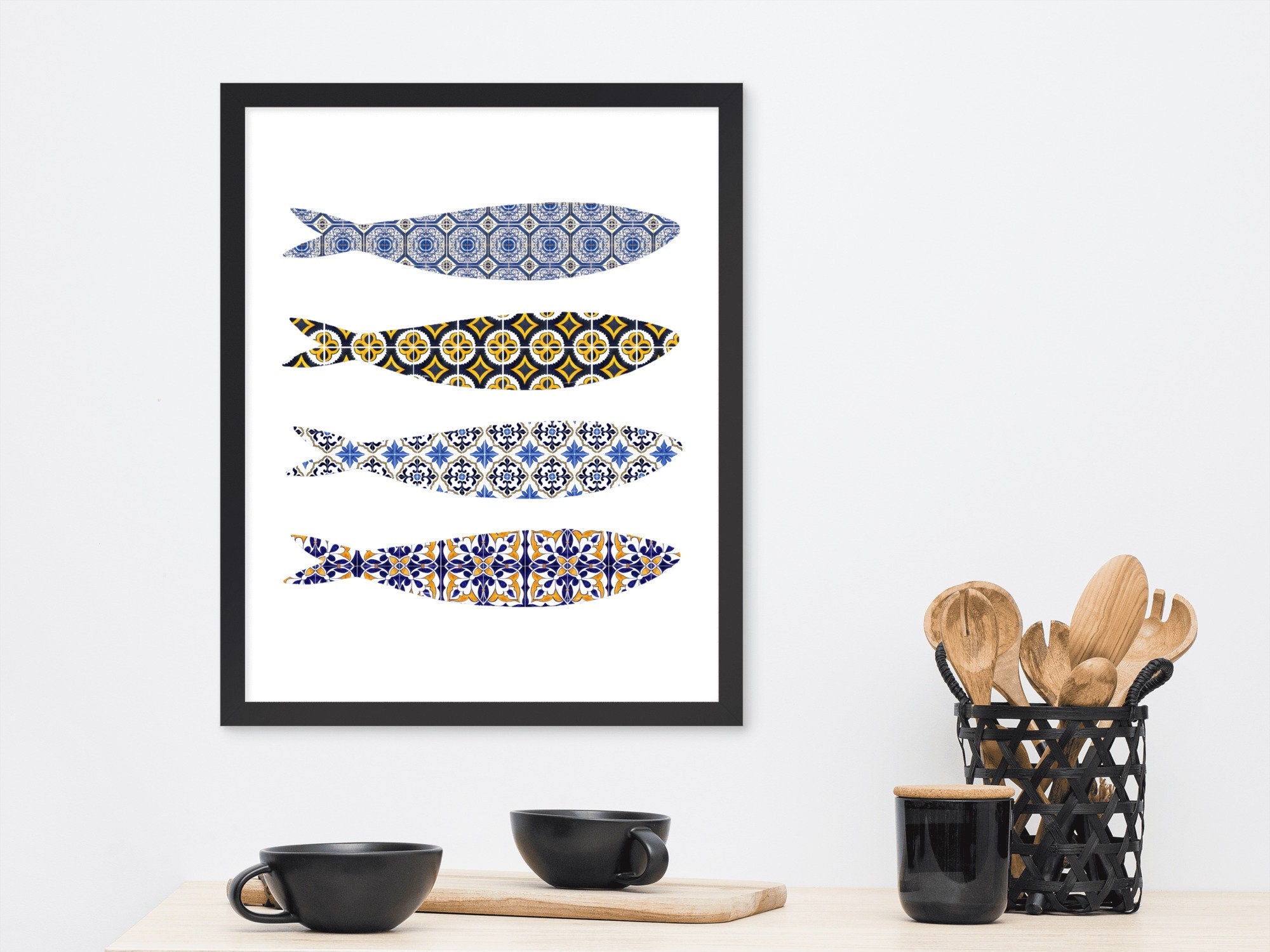 Portuguese Sardines Wall Art, Portugal Tile, Lisbon Poster, Modern ...
