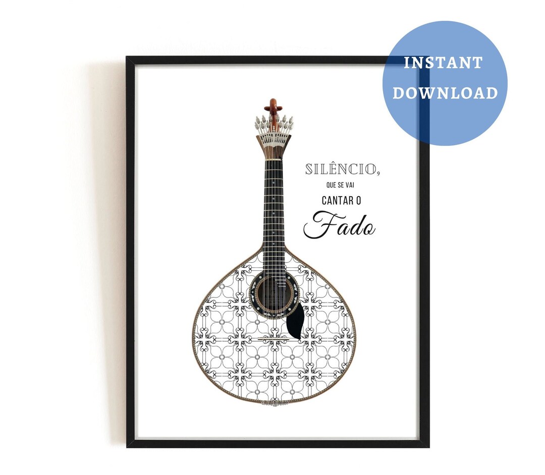 Portuguese Fado Guitar Print, Portugal Tiles, Azulejo, Music Wall Art ...