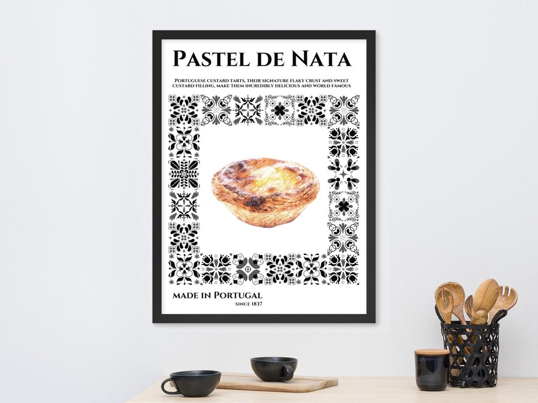 Pastel De Nata Poster, Portuguese Custard Tart Print, Portugal Tiles ...