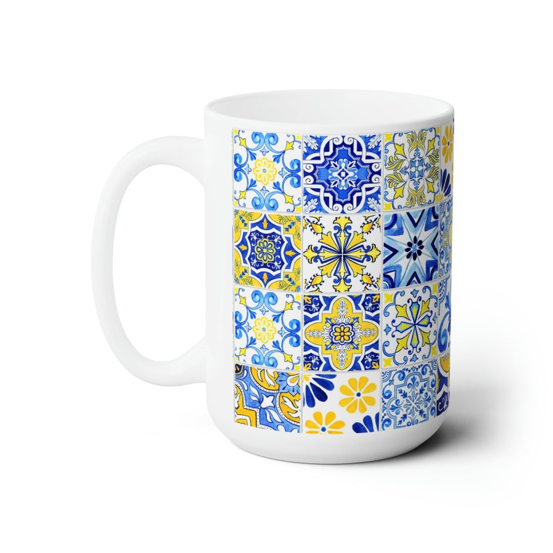 Portugal Blue Tile Mug: Custom Name Mug, Portuguese Gift, Mediterranean ...