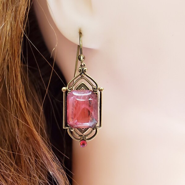 Red Crystal Earrings - Etsy