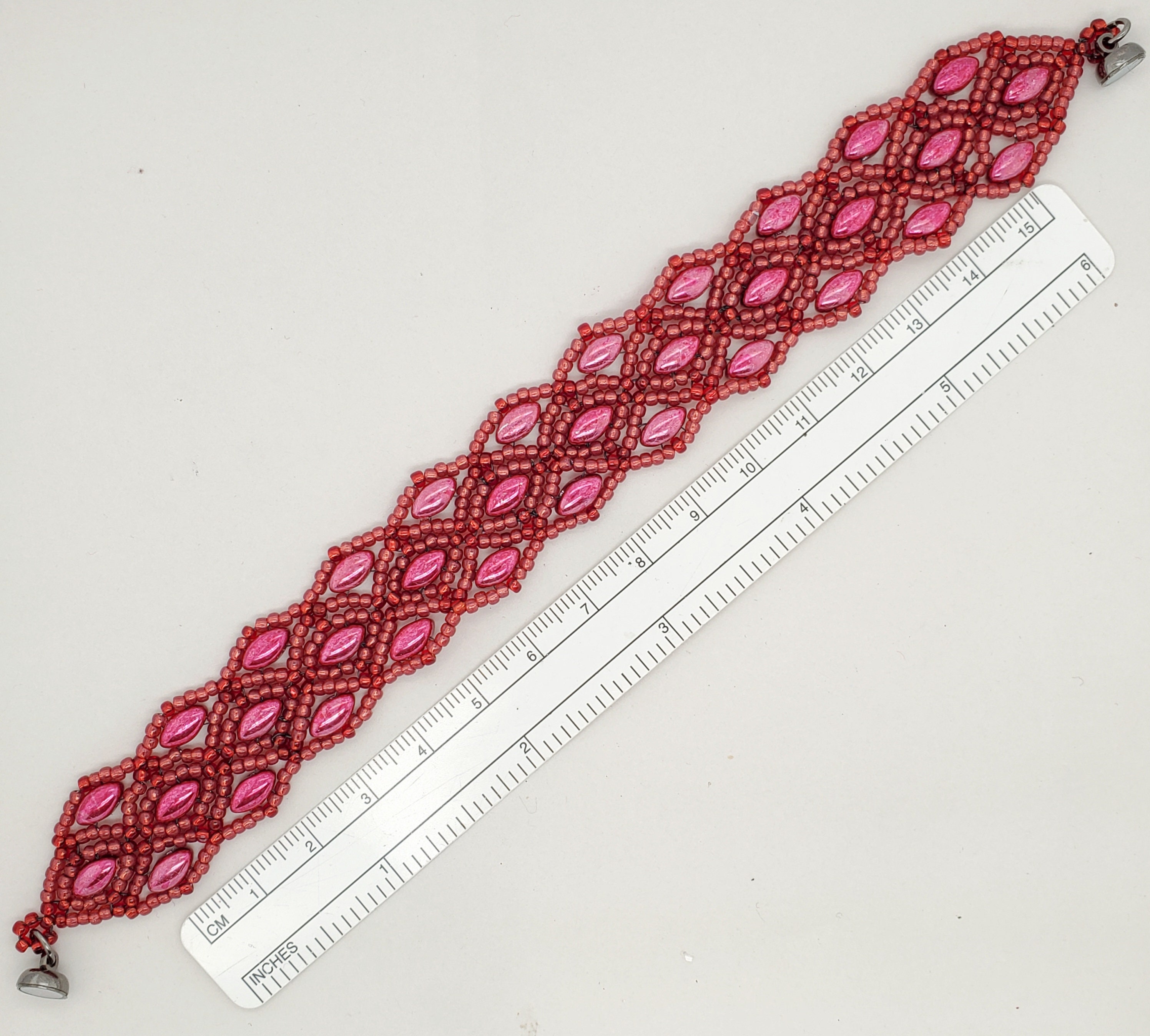 Rattan Band in Red Irisduo Beads and Seed Beads Gunmetal - Etsy