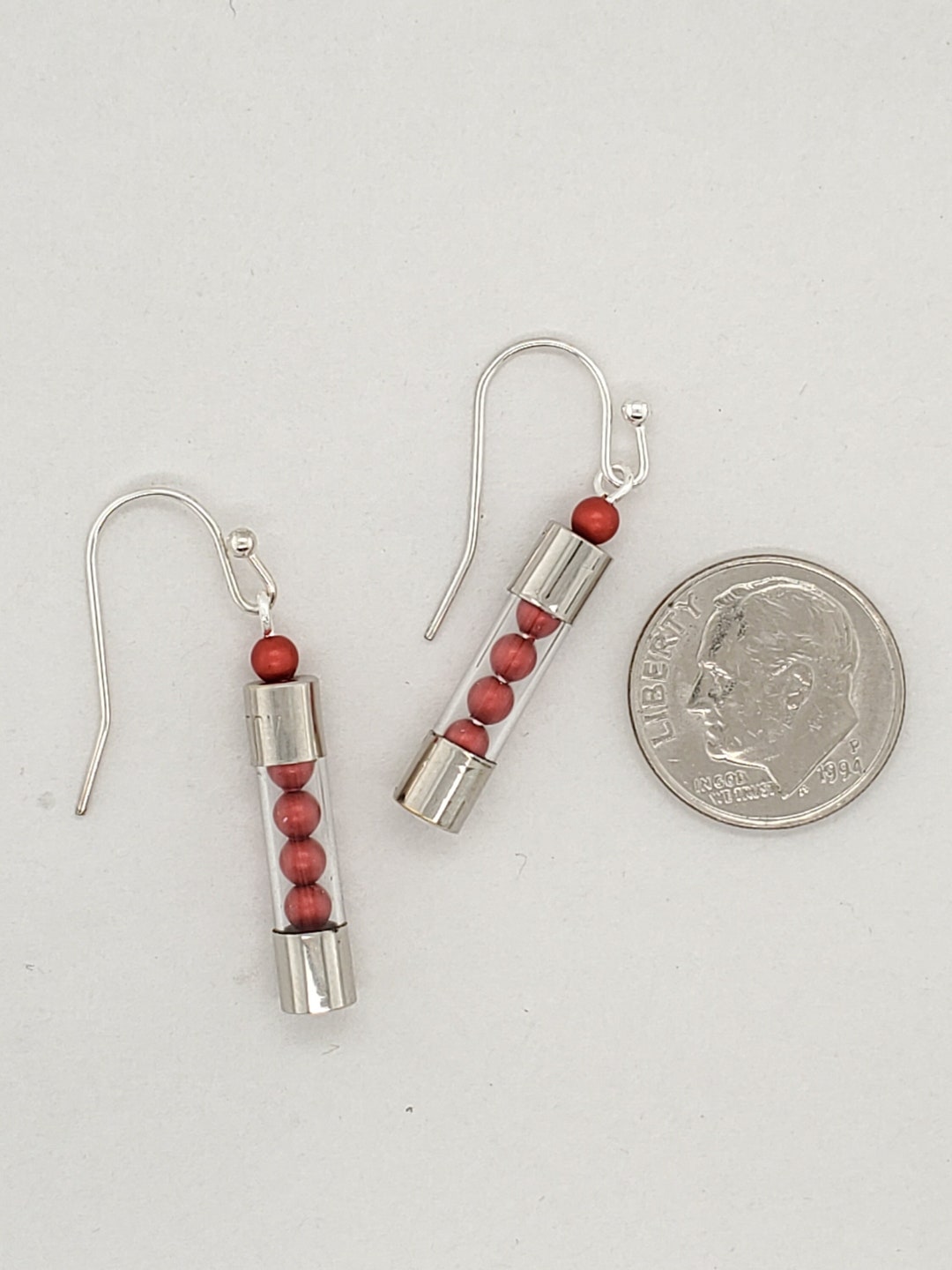 Fuse Earrings, Small Tube Fuses With Silver Finish Ends, 3mm Red ...