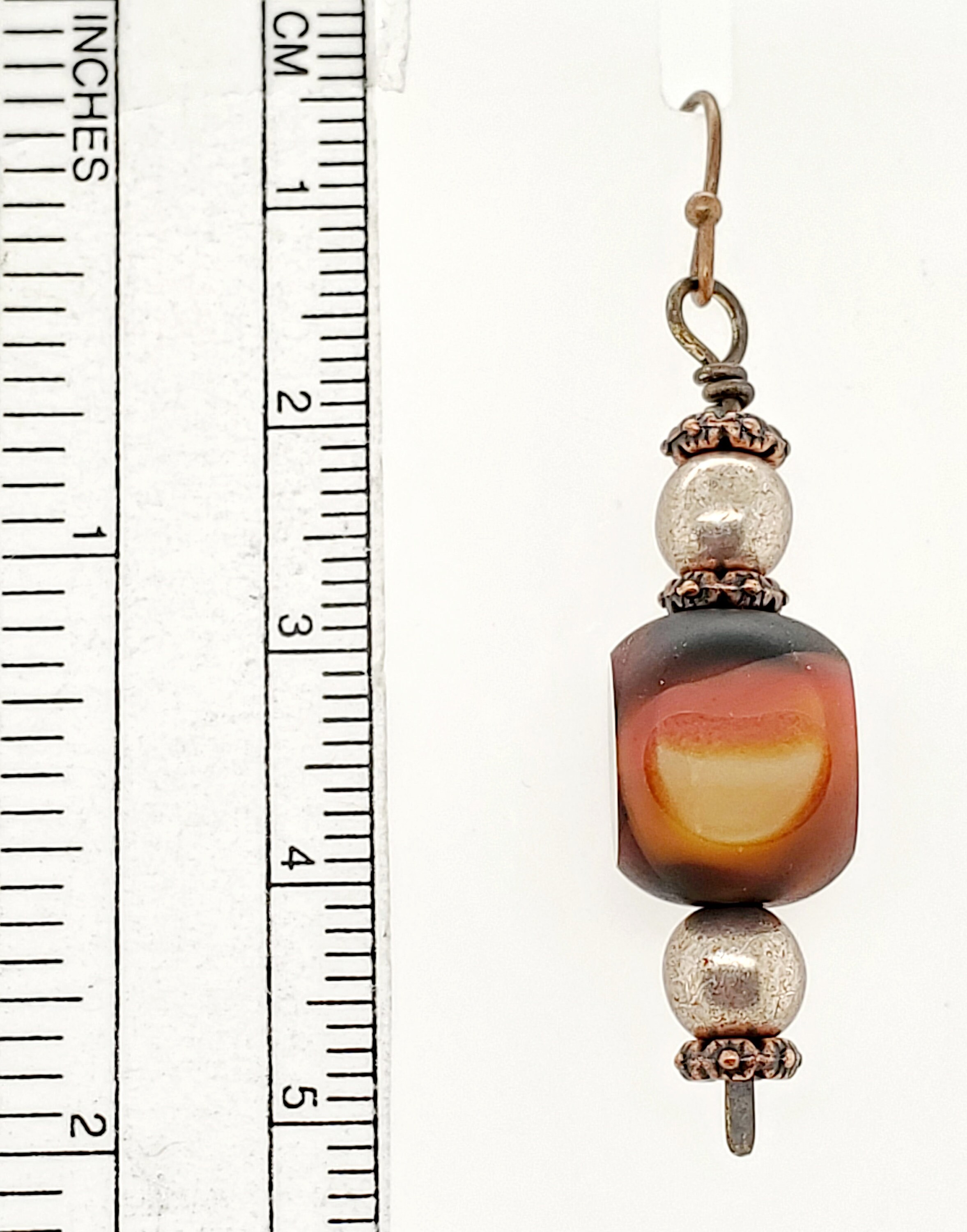 Shades of Beige Earrings Center Round Edged Cube in Brown - Etsy