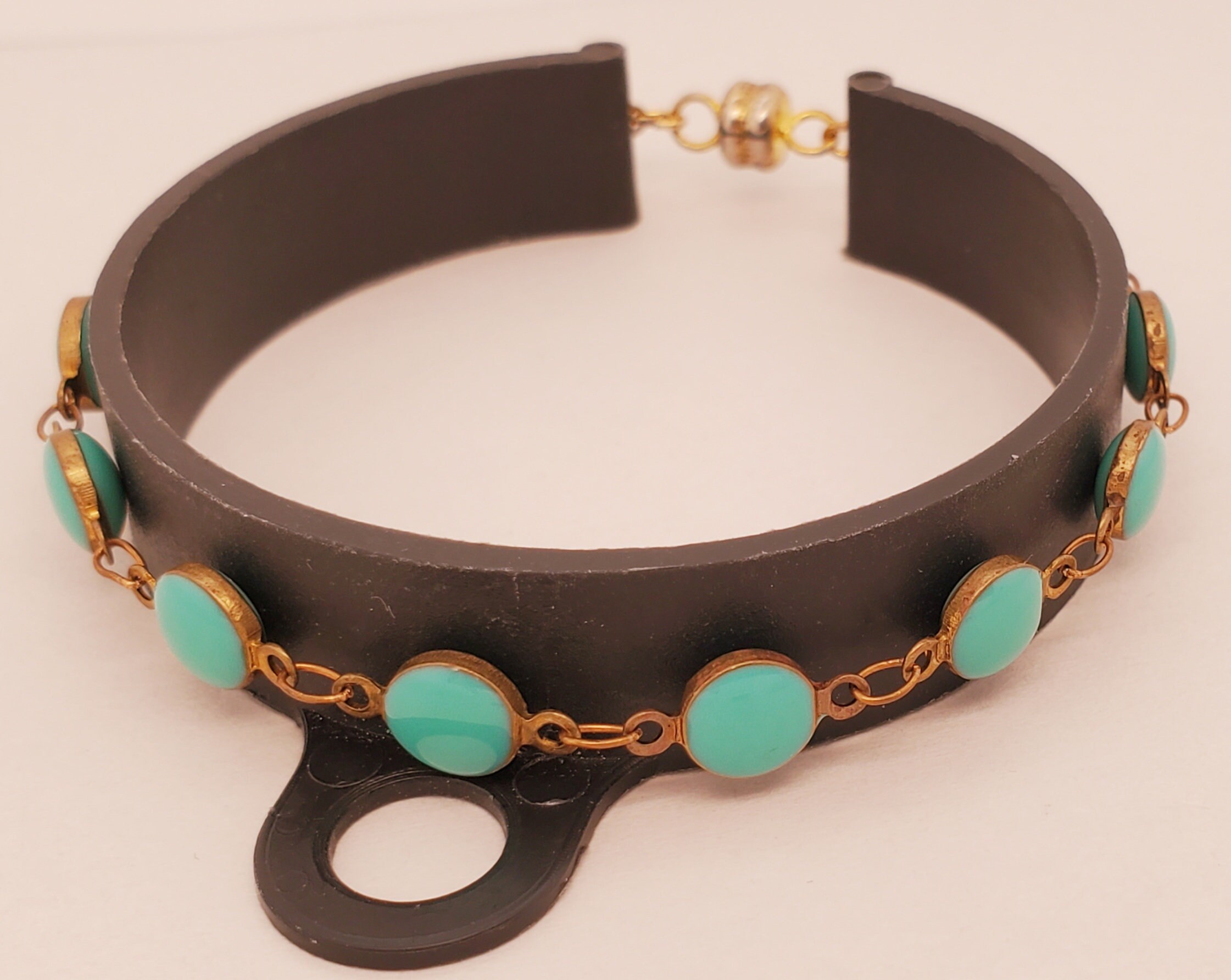 Aqua Disk Kettenarmband, emaillierte Scheiben werden zusammengehalten ...