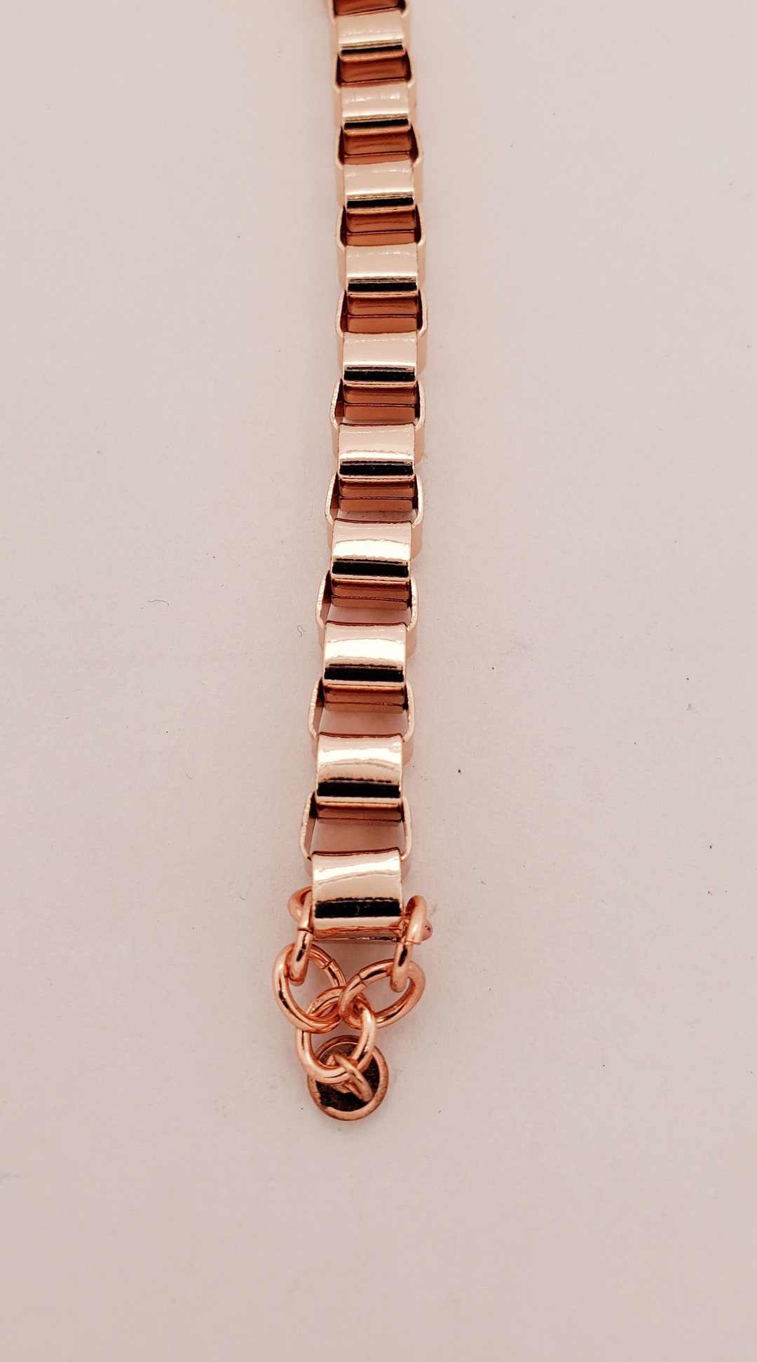 Copper Box Chain Bracelet, Large Shiny Links Are Attached With Oval ...