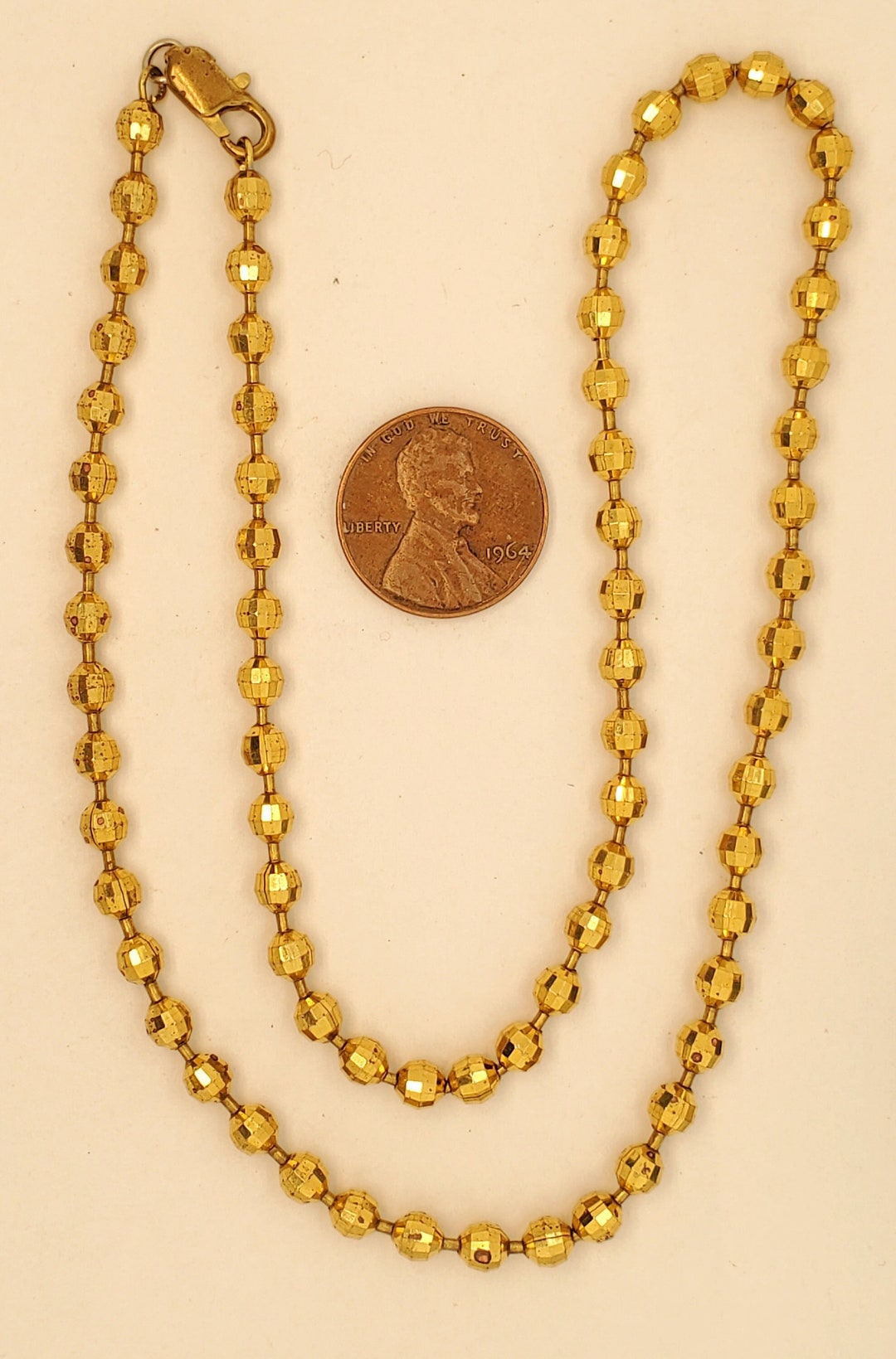 Golden Disco Ball Chain Necklace Has 4mm Multi-faceted, Sparkly Ball ...