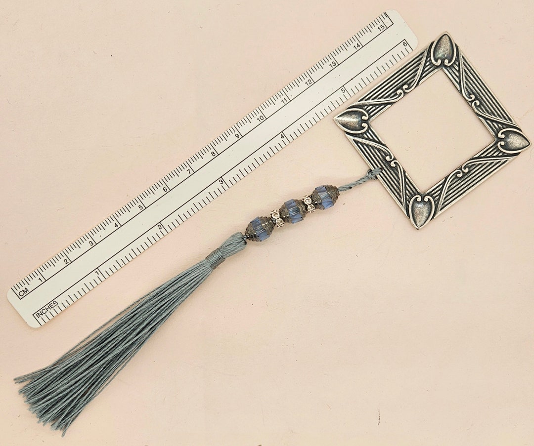 Antique Silver Tone Bookmark, 1.8 Square Frame With Raised Pattern ...