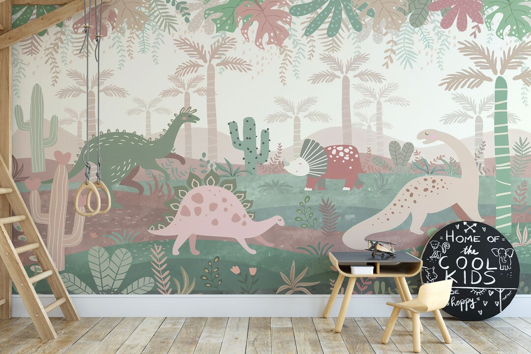 Dinosaur Wallpaper | Dino Wall Design | Abstract Kids and Girls Room ...