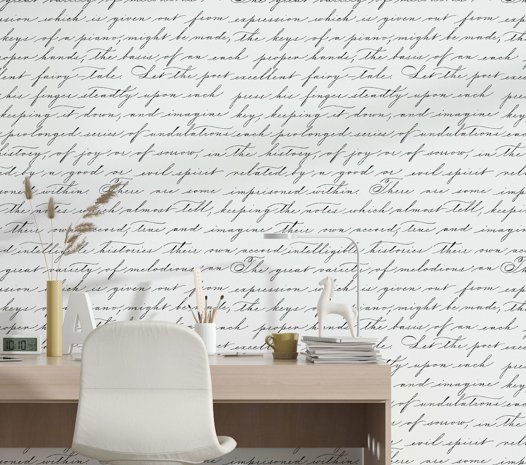 Handwriting Text Wallpaper Peel and Stick Wallpaper Hand Drawn ...