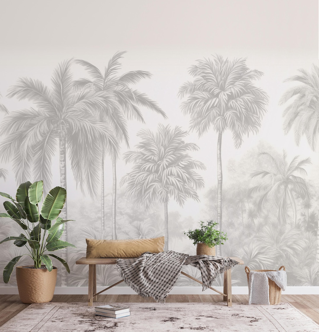 Tropical Wallpaper Palm Tree Mural | Botanical Wallpaper | Peel and ...
