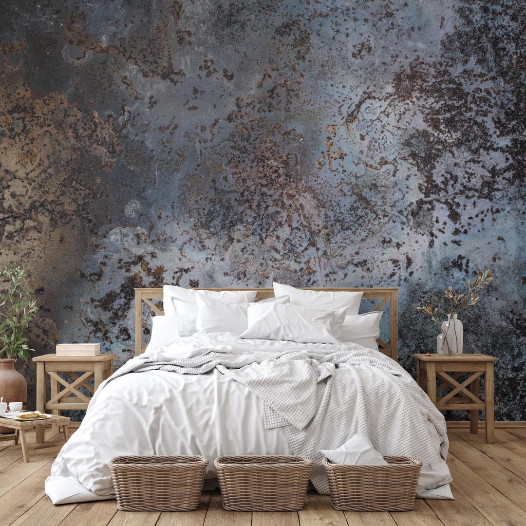 Rustic Vintage Metallic Textured Wallpaper Mural - Peel and Stick Wall ...