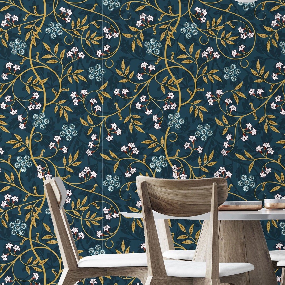 Floral Wallpaper Mural - Botanical Wall Art Peel and Stick Wallpaper ...