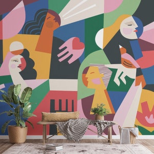Colorful Abstract Art Wall Mural - Vibrant Geometric Shapes Wallpaper ...