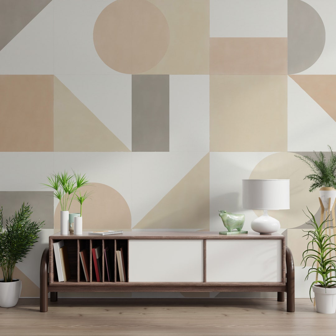 Geometric Shapes Wallpaper Mural: Bespoke Panoramic Puzzle Wall Art - Etsy