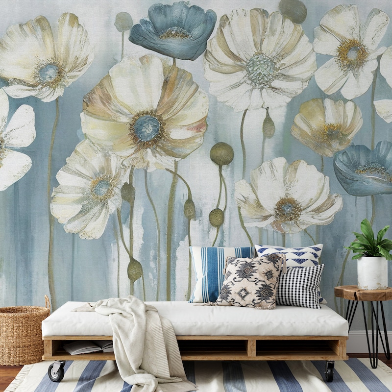 Flower Wallpaper Mural - Etsy
