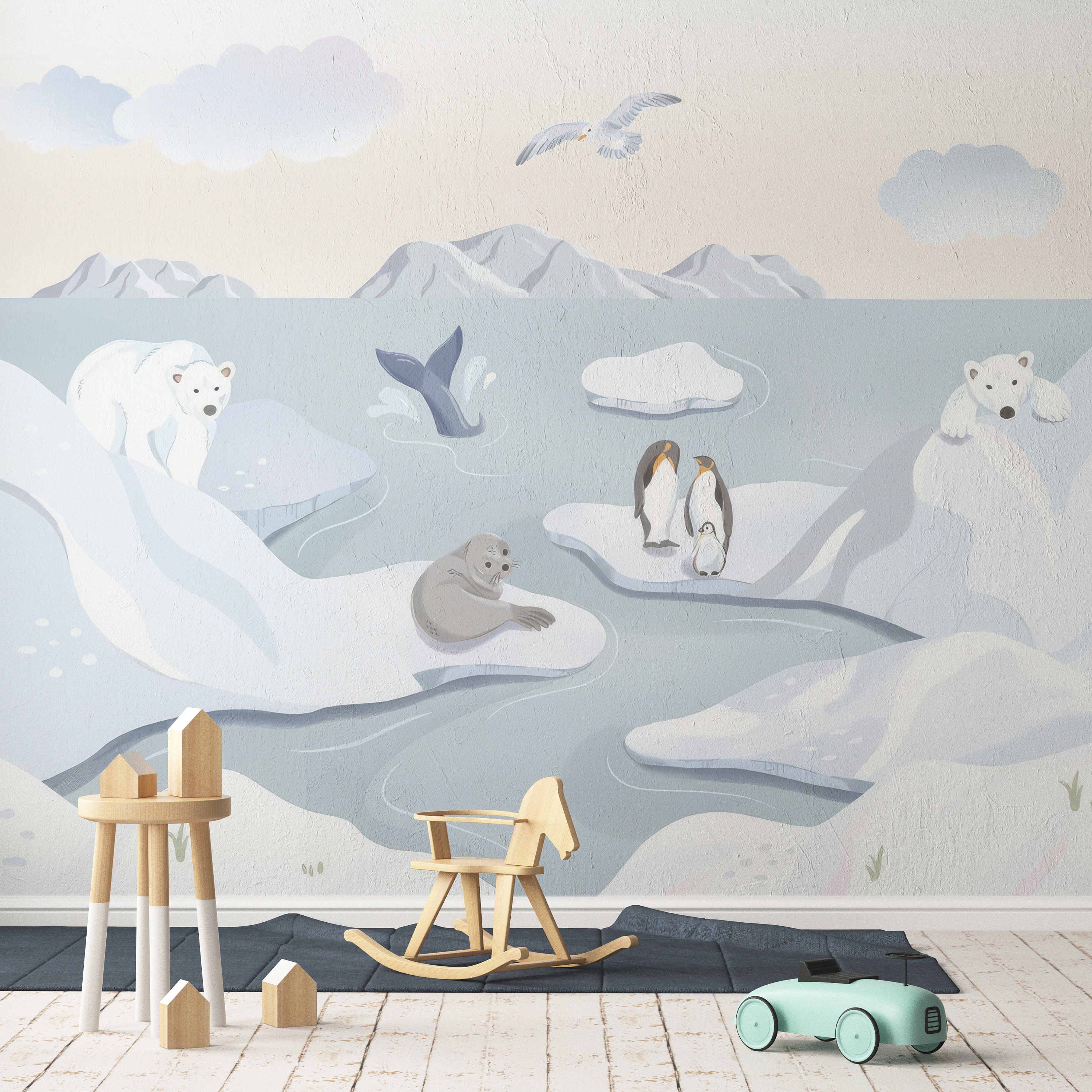 Arctic Wildlife Wallpaper Mural - Polar Bear - Seals - Penguins in a ...