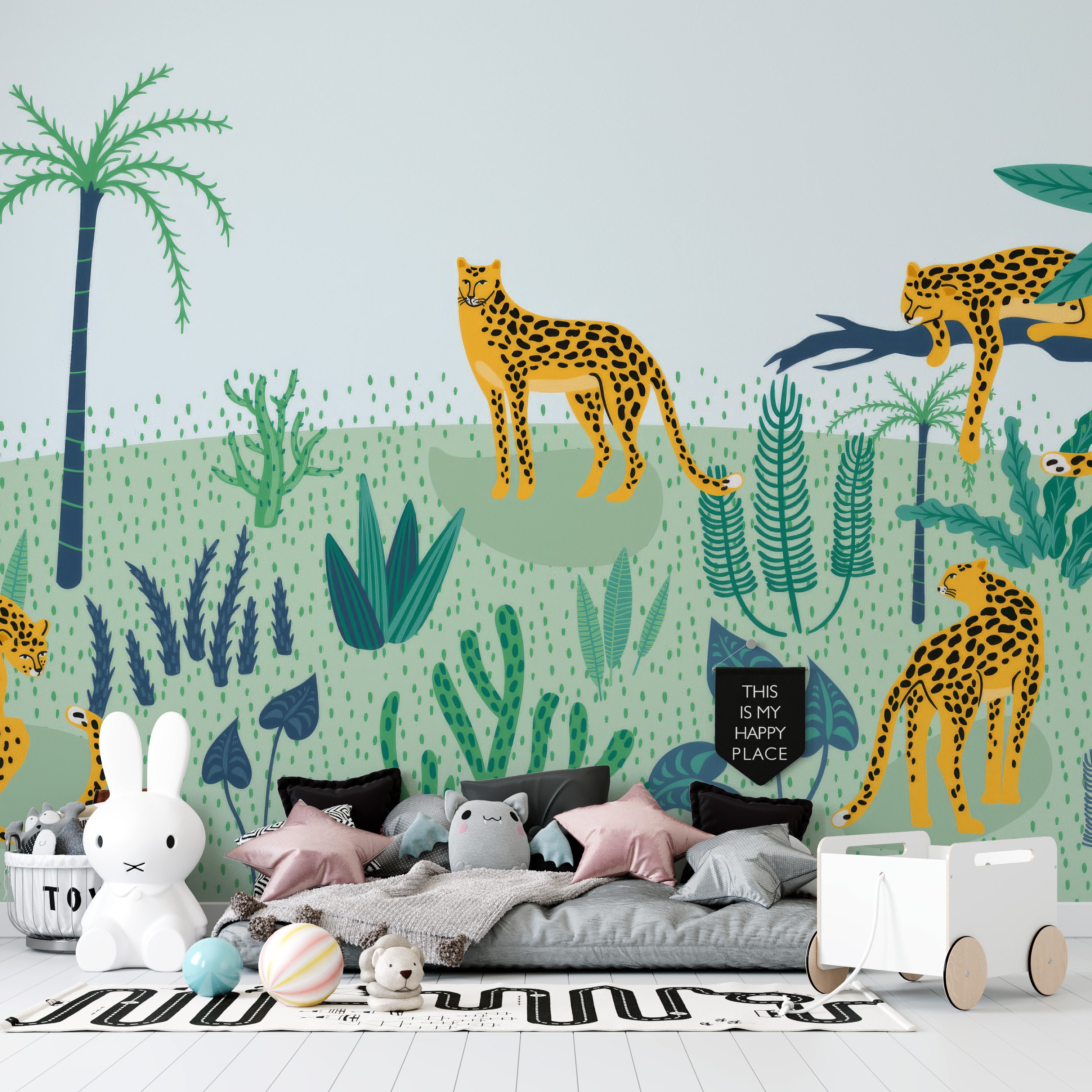 Modern Scandinavian Style Leopard Safari Wallpaper - Etsy