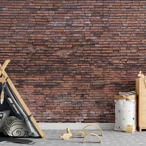 Rustic Red Brick Peel and Stick Wallpaper Mural-b149 - Etsy