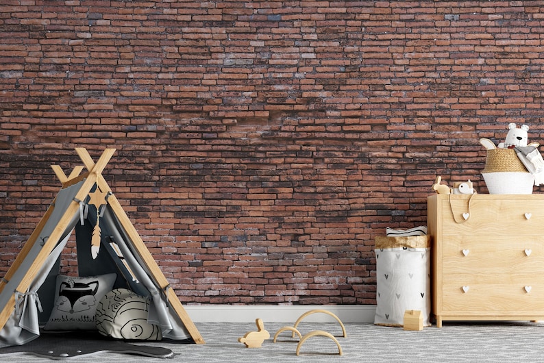 Rustic Red Brick Peel and Stick Wallpaper Mural-b149 - Etsy