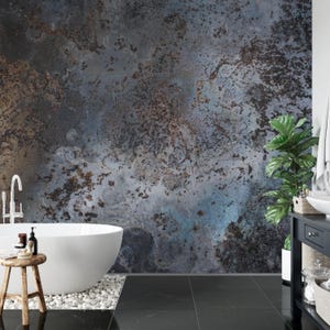 Rustic Vintage Metallic Textured Wallpaper Mural - Peel and Stick Wall ...