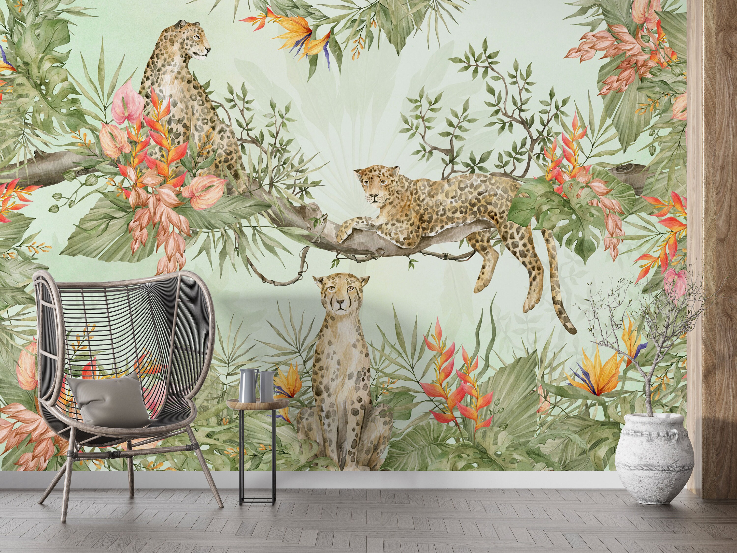 Leopard Wall Mural Tropical Wallpaper Self Adhesive Peel and - Etsy UK