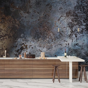 Rustic Vintage Metallic Textured Wallpaper Mural - Peel and Stick Wall ...
