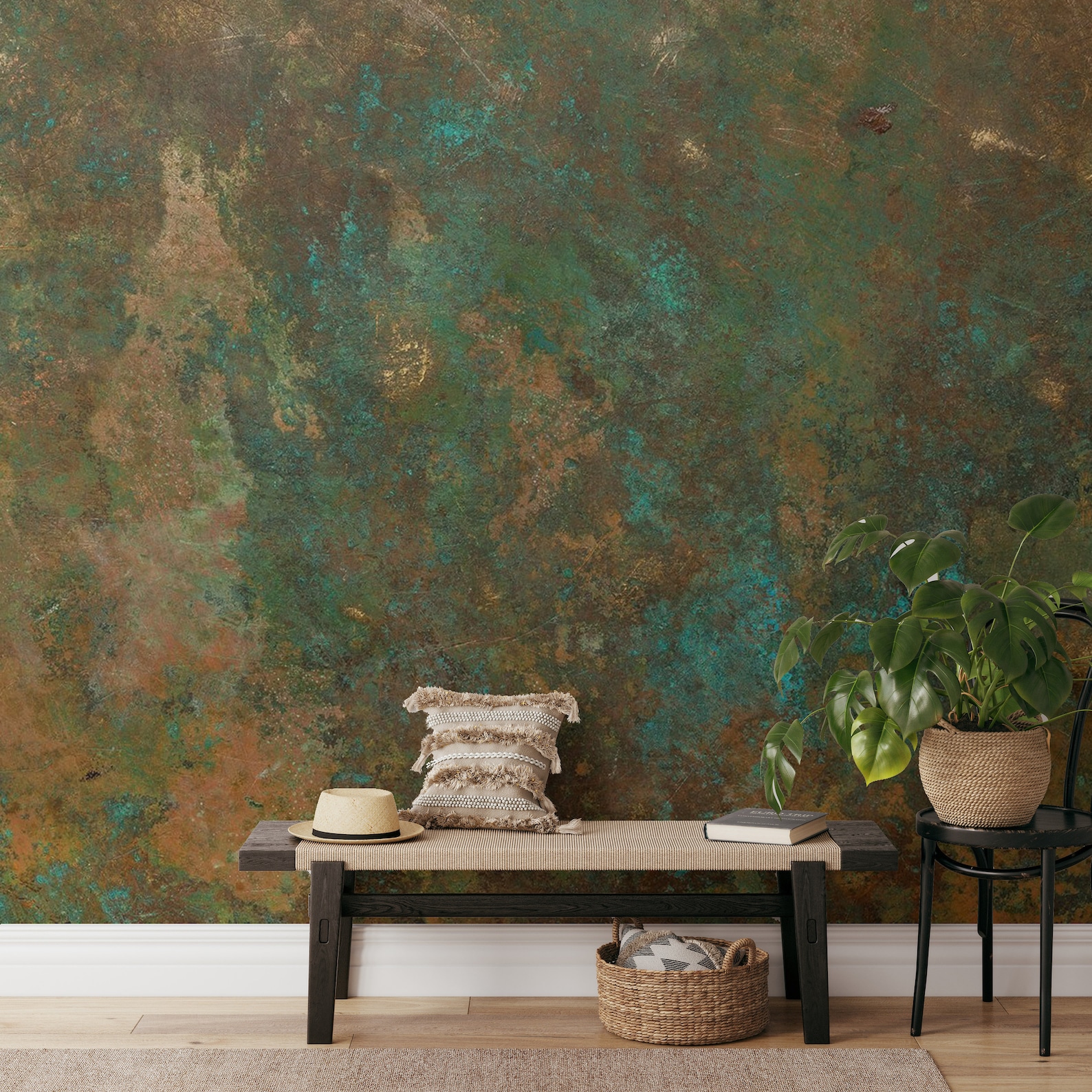 Rustic Texture Wallpaper Mural - Abstract Peel and Stick Wallpaper for ...