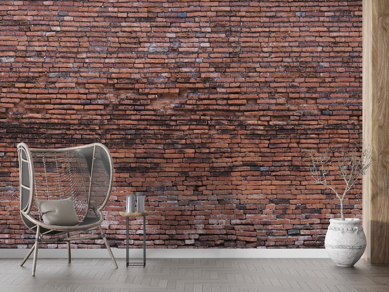 Rustic Red Brick Peel and Stick Wallpaper Mural-b149 - Etsy
