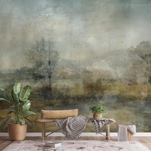 Misty Forest Wallpaper - Green Scenic Wall Mural - Peel and Stick ...