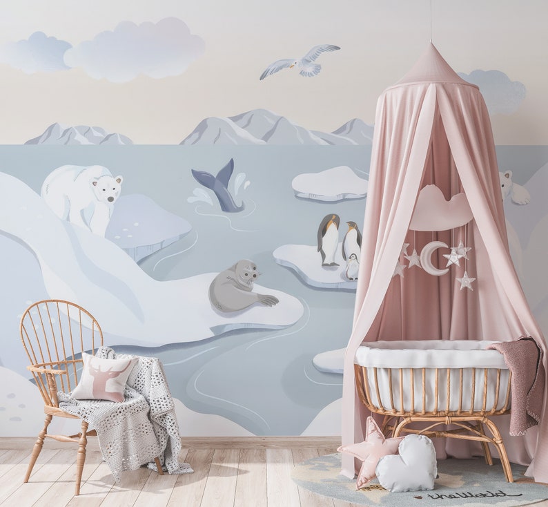 Arctic Wildlife Wallpaper Mural - Polar Bear - Seals - Penguins in a ...