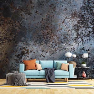Rustic Vintage Metallic Textured Wallpaper Mural - Peel and Stick Wall ...