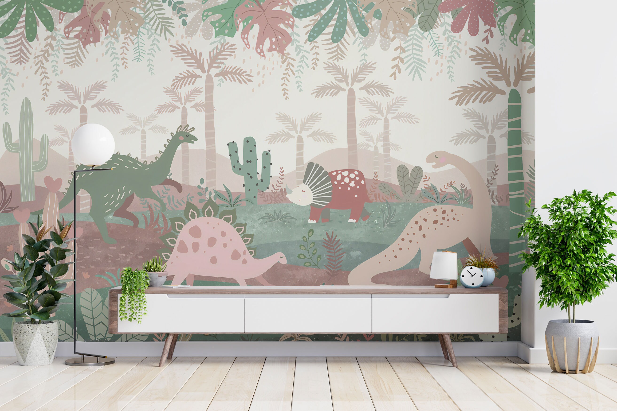 Dinosaur Wallpaper Dino Wall Design Abstract Kids and - Etsy