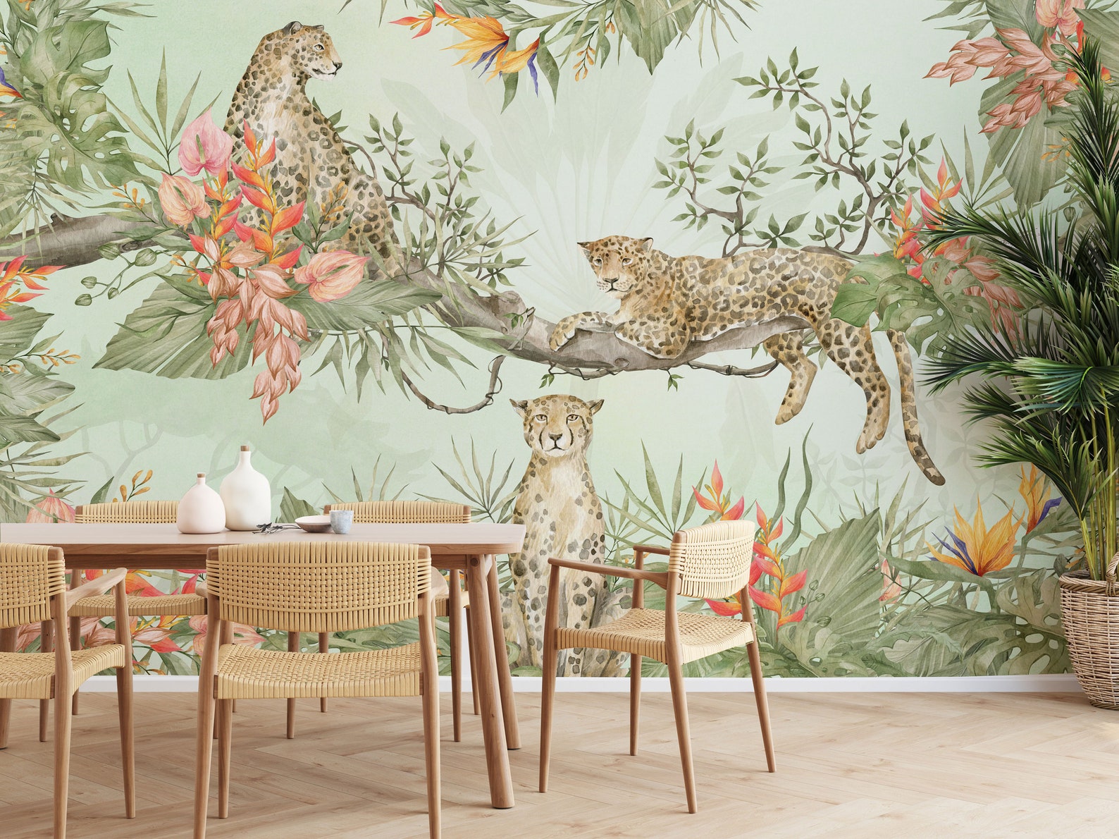 Leopard Wall Mural Tropical Wallpaper Self Adhesive Peel and - Etsy