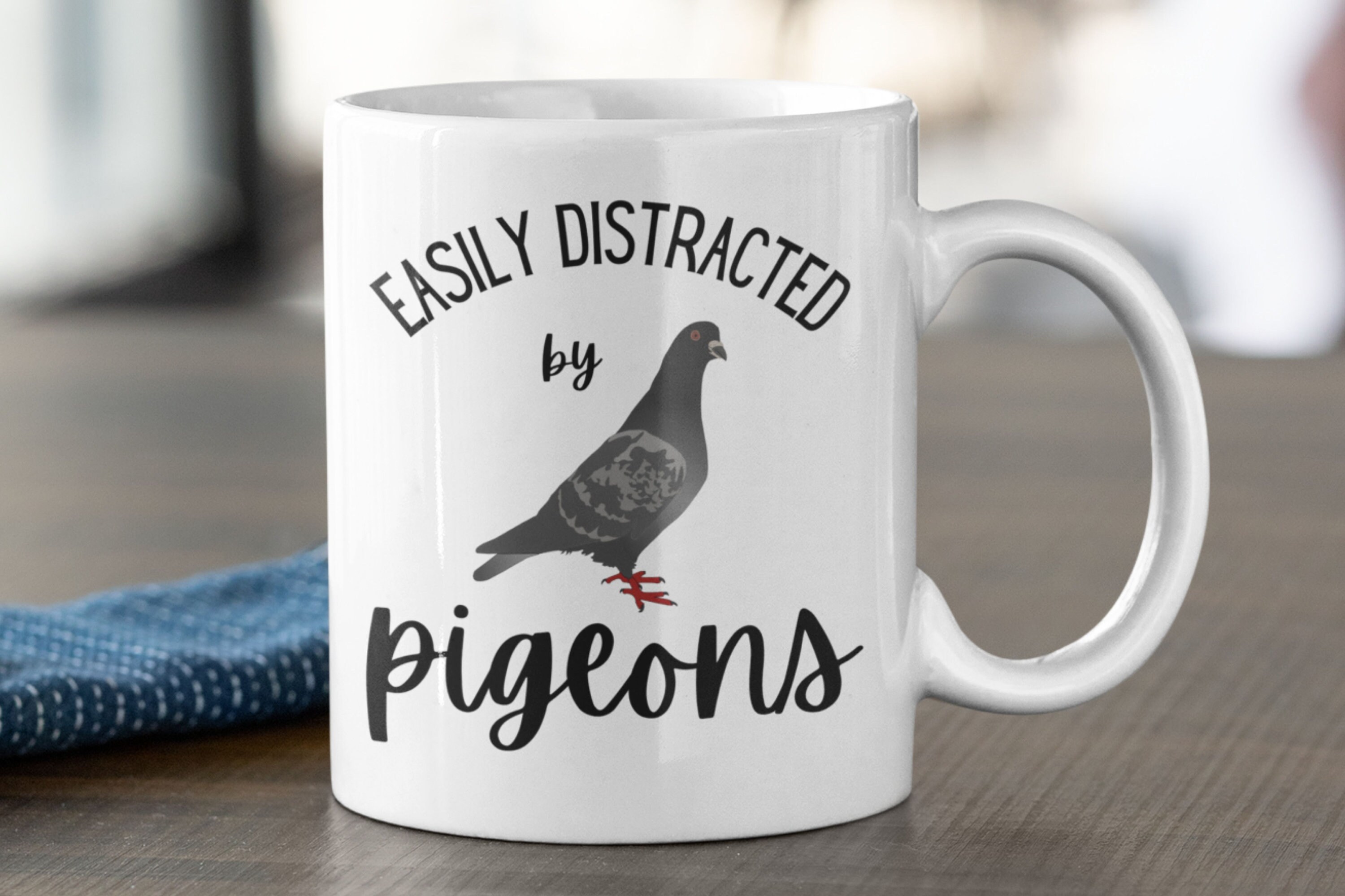 Pigeon Mug Easily Distracted by Pigeons Funny Pigeon Gift - Etsy UK