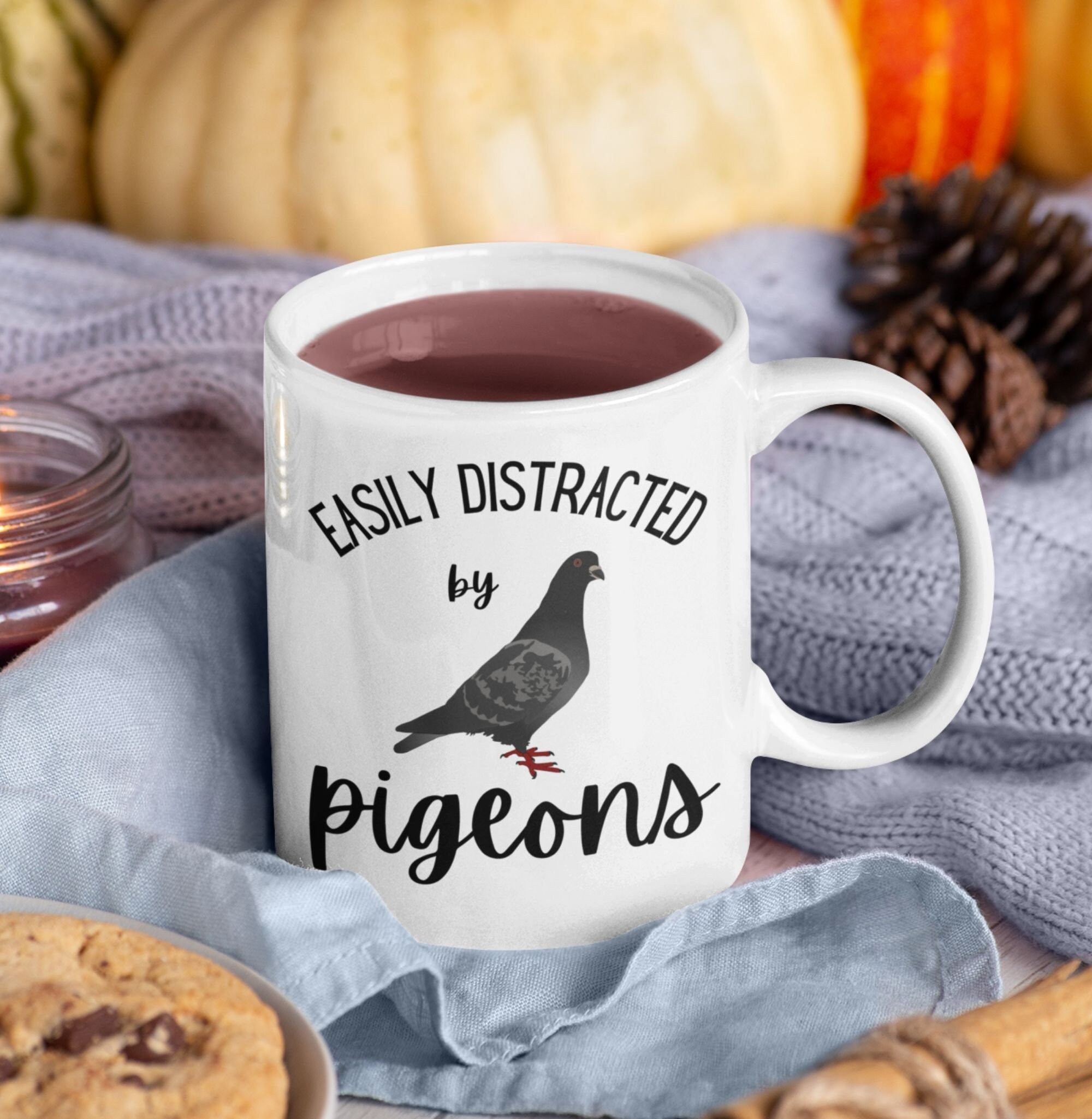 Pigeon Mug Easily Distracted by Pigeons Funny Pigeon Gift - Etsy