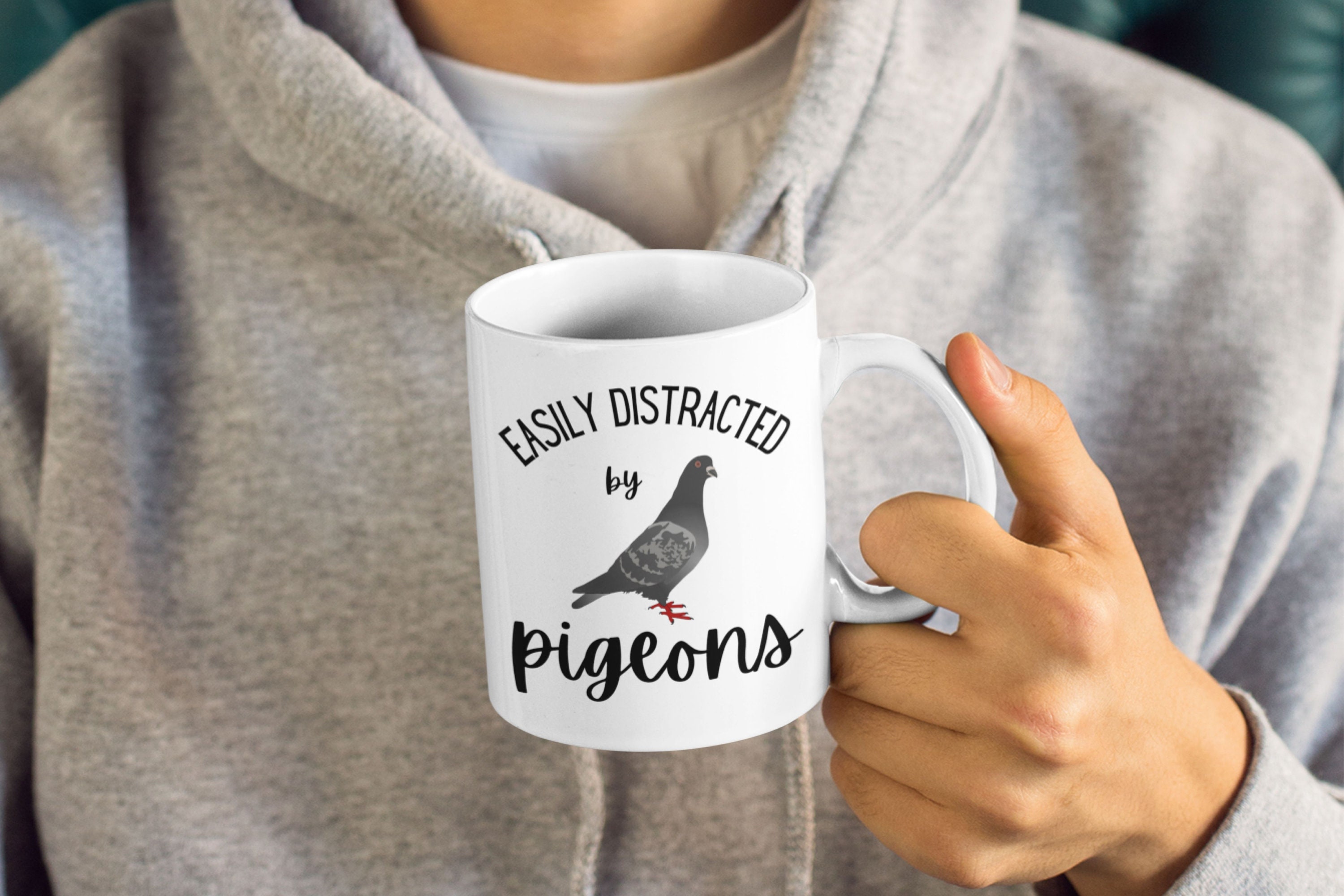 Pigeon Mug Easily Distracted by Pigeons Funny Pigeon Gift - Etsy